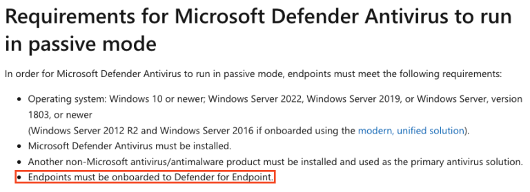 Windows Defender for Server Passive mode - NielsKok.Tech